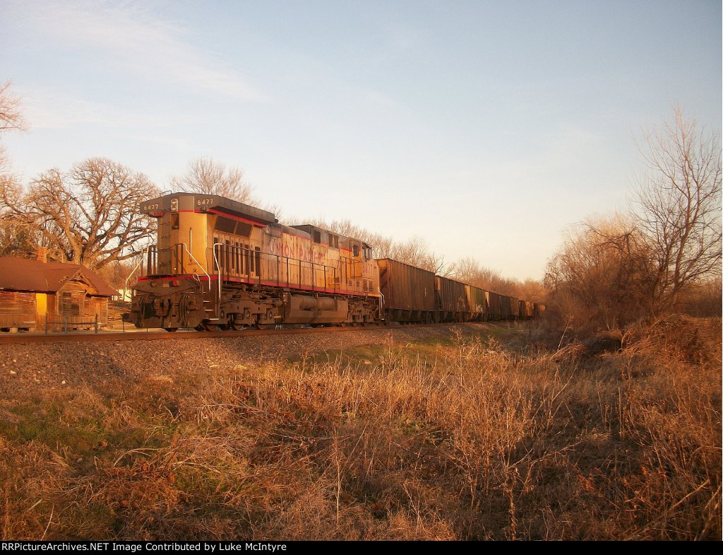 UP 6477 DPU on eastbound UP loaded coal train